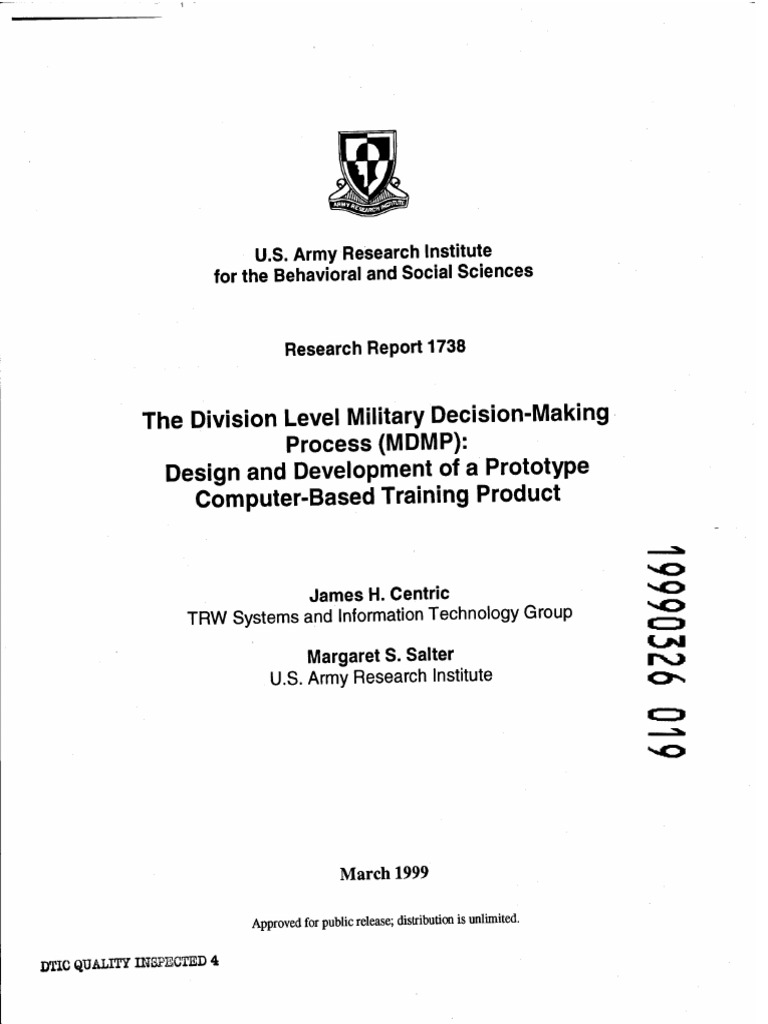 Army MDMP Training Prototype | PDF