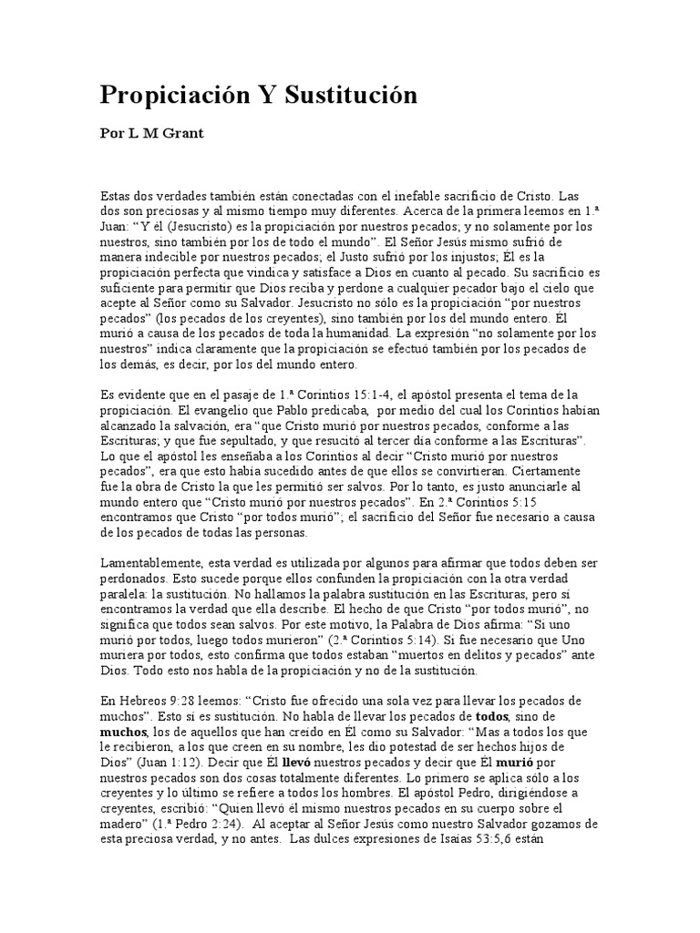 Propiciación y Sustitución en Cristo | PDF | Cristo (título) | Creencia ...