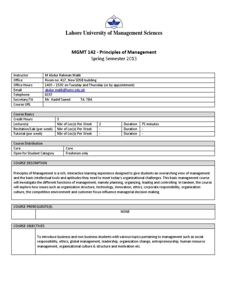 MGMT 142-Principles of Management-Abdur Rahman | PDF | Motivation | Motivational