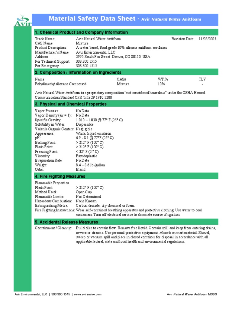 Antifoam_MSDS | Flammability | Firefighting