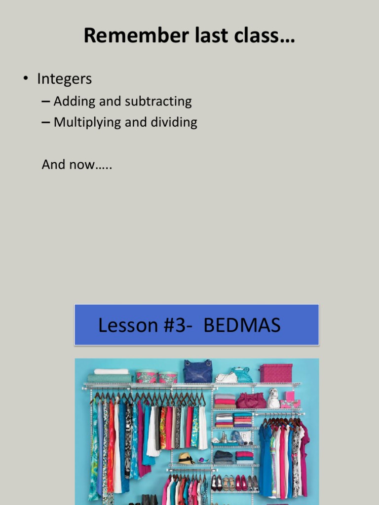Math Class: Intro to BEDMAS | PDF