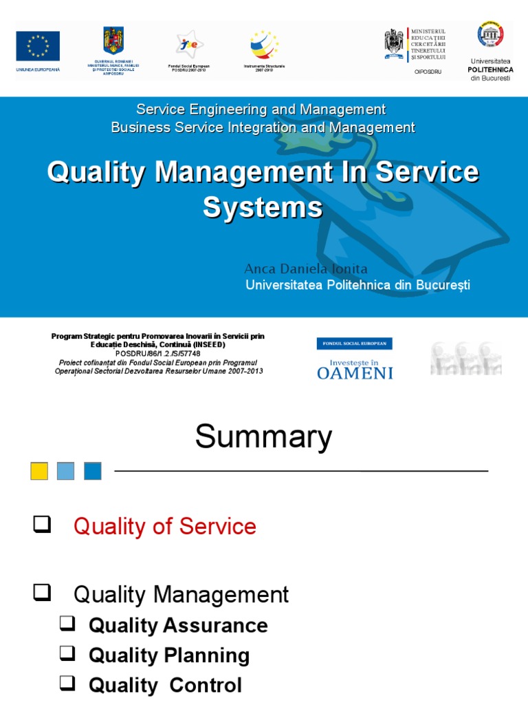 Quality Management in Service Systems | PDF