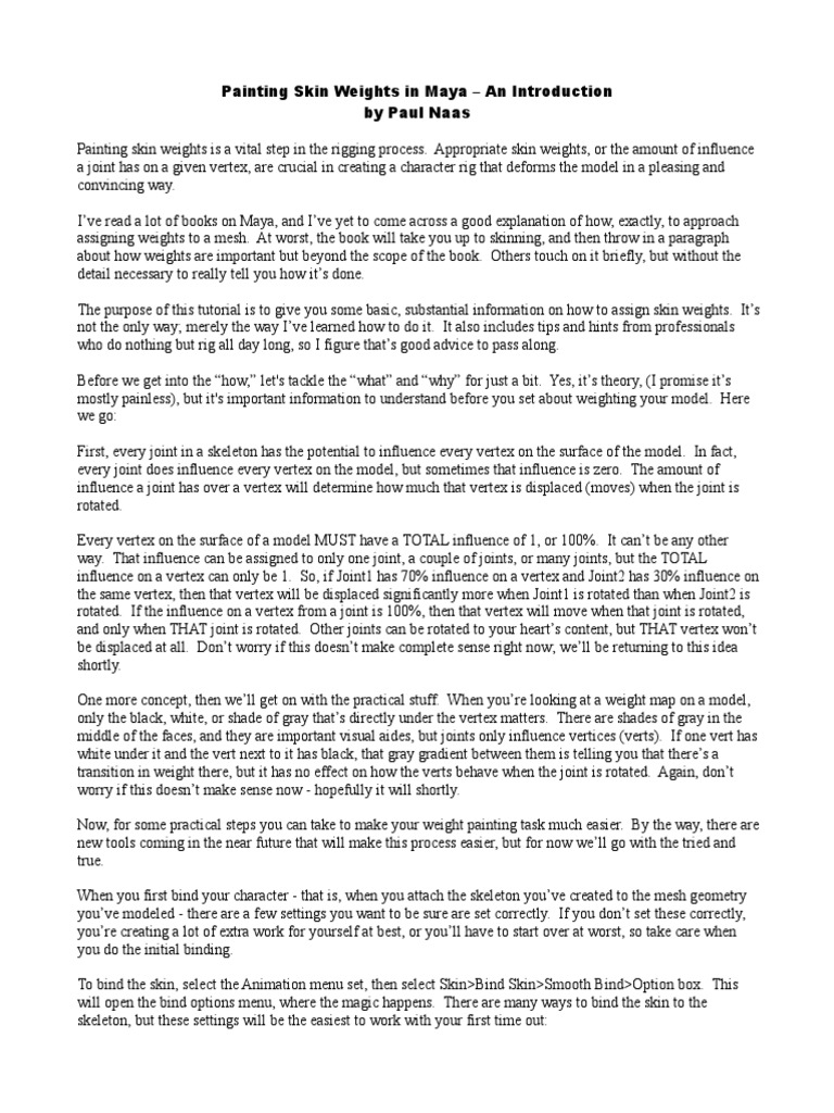 Maya Rigging Paint Weights | PDF