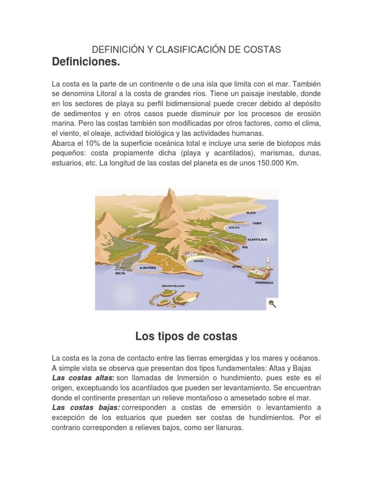 Definición y Clasificación de Costas | PDF | Costa | Divisiones ...