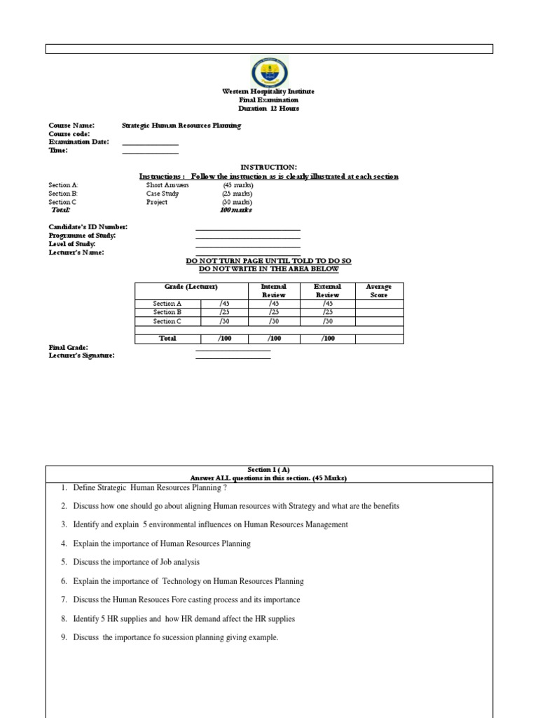 Strategic Human Resource Planning - Challenge Exam | PDF | Recruitment ...