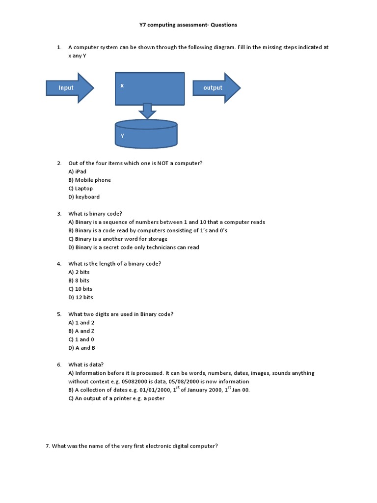 Year 7 Computing Asst | PDF | Operating System | Input/Output
