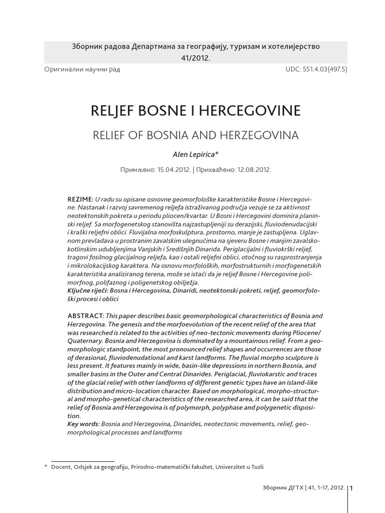 Lepirica - Reljef BiH | PDF