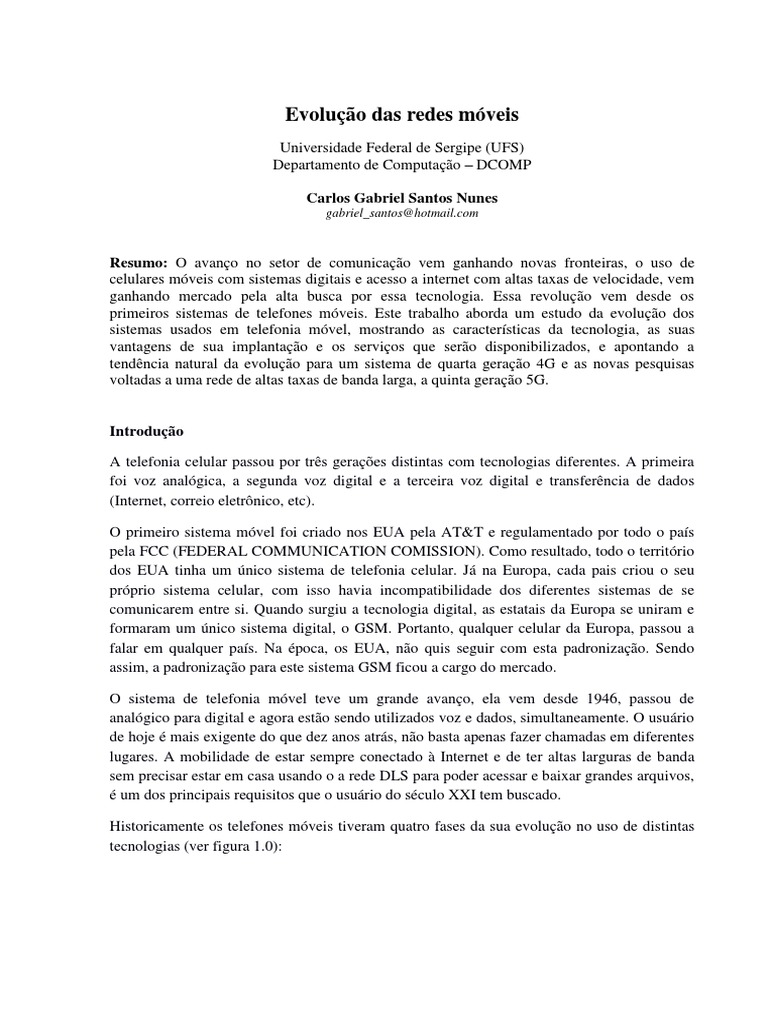 Evolução Das Redes Móveis | PDF | Celulares | GSM