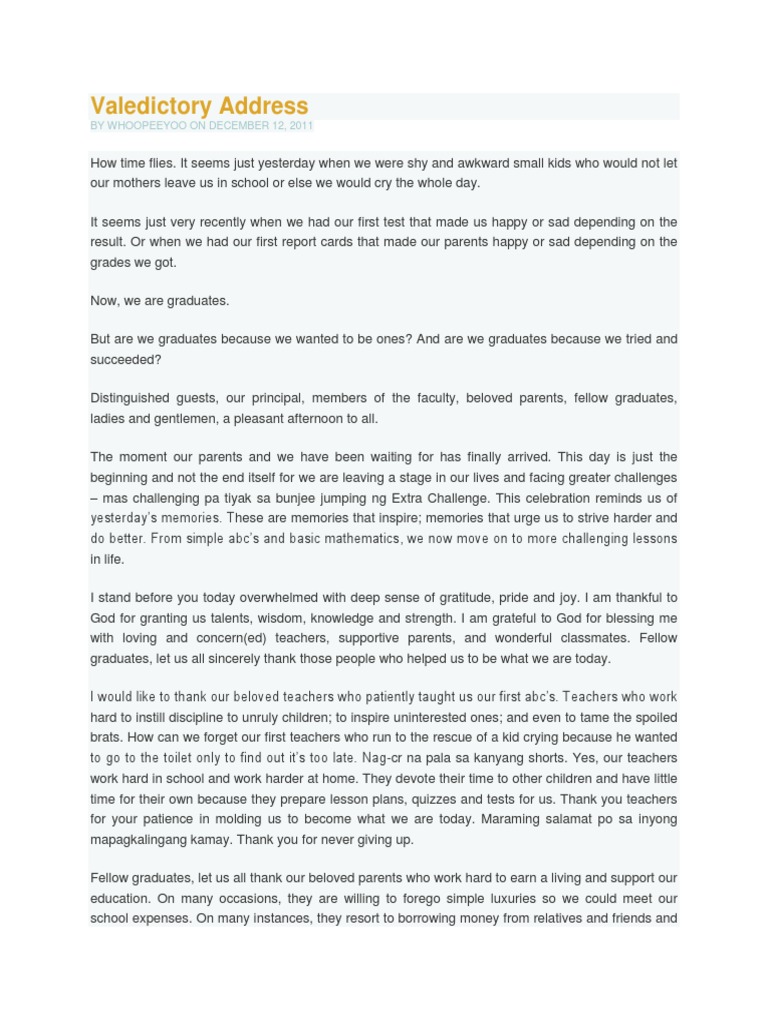 Valedictory Address | PDF