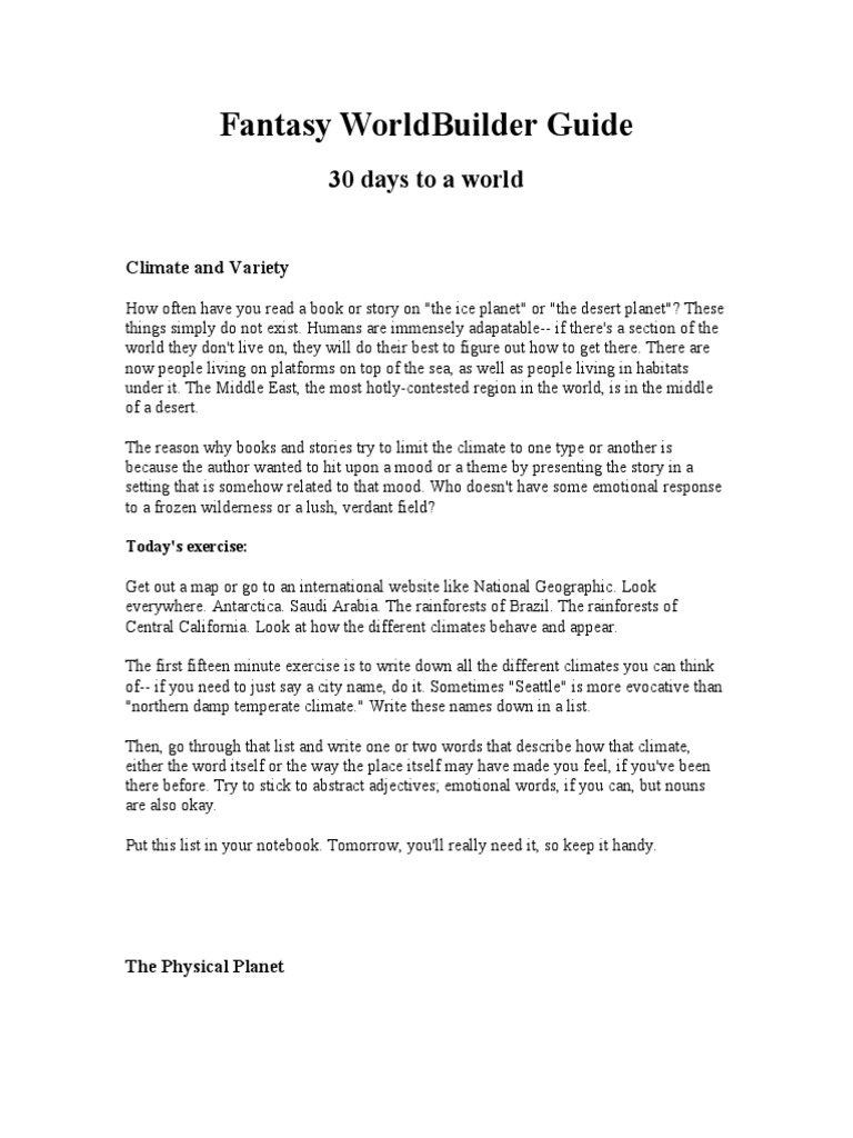 Fantasy WorldBuilder Guide | PDF | Rain | Volcano