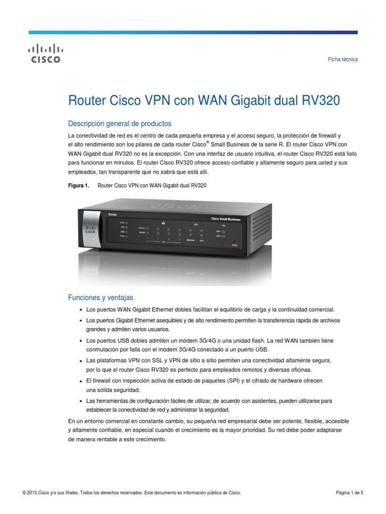 Cisco RV320 Dual Gigabit WAN VPN Router - Data - Sheet - c78-726132 ...
