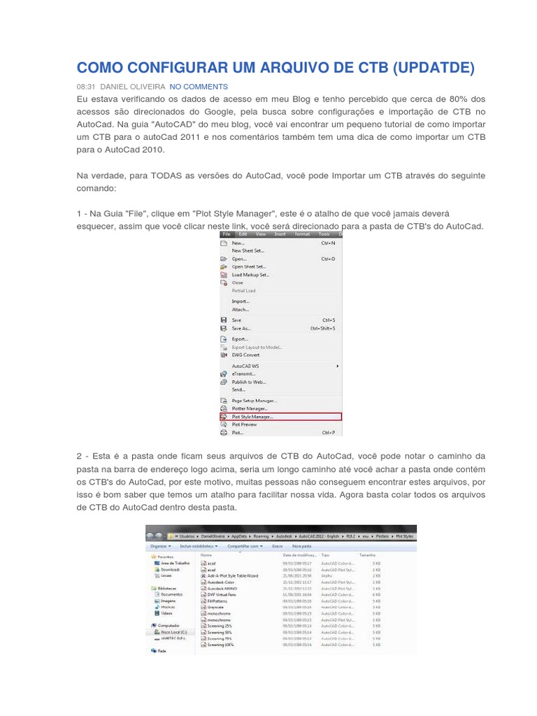 Como Configurar Arquivo CTB no AutoCAD | PDF | Auto Cad | Cor