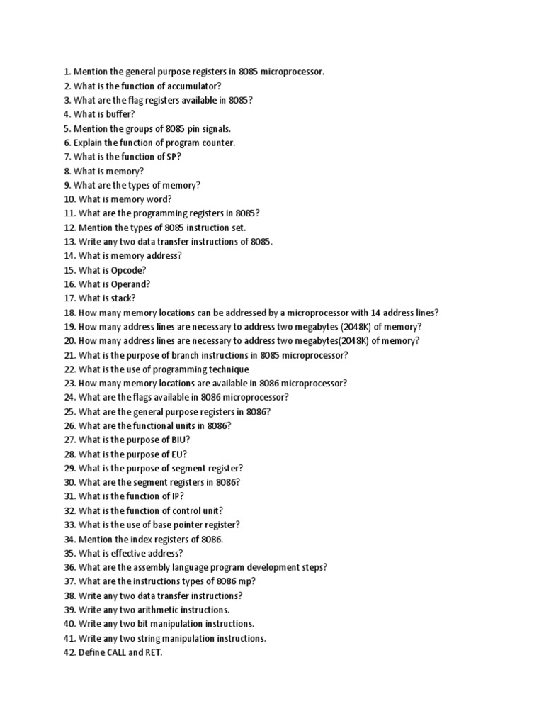 Microprocessor Question | PDF | Instruction Set | Assembly Language