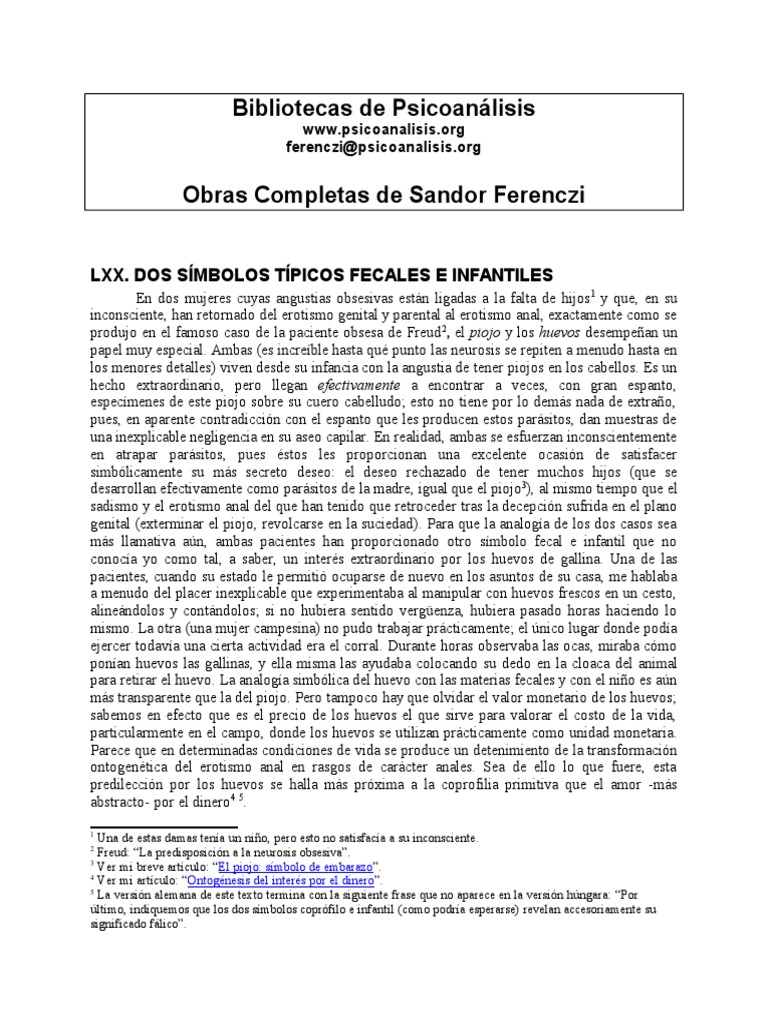 70 Dos Símbolos Fecales Infantiles | PDF | Neurosis | Sicología