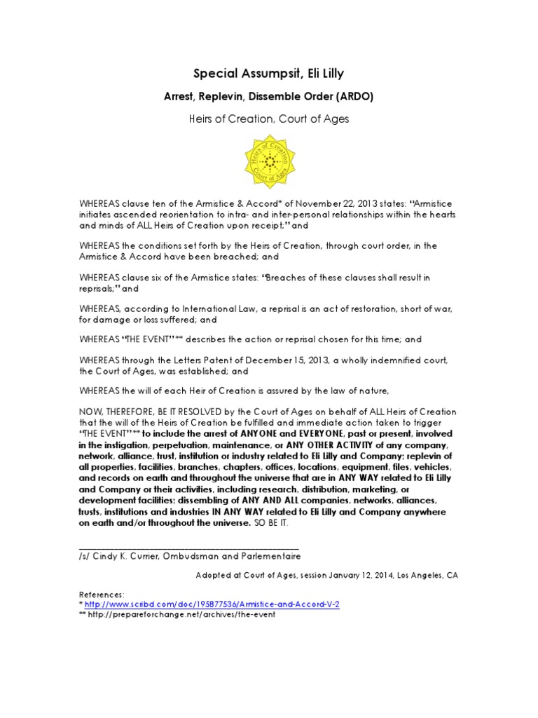 Special Assumpsit, Eli Lilly (ARDO) | PDF