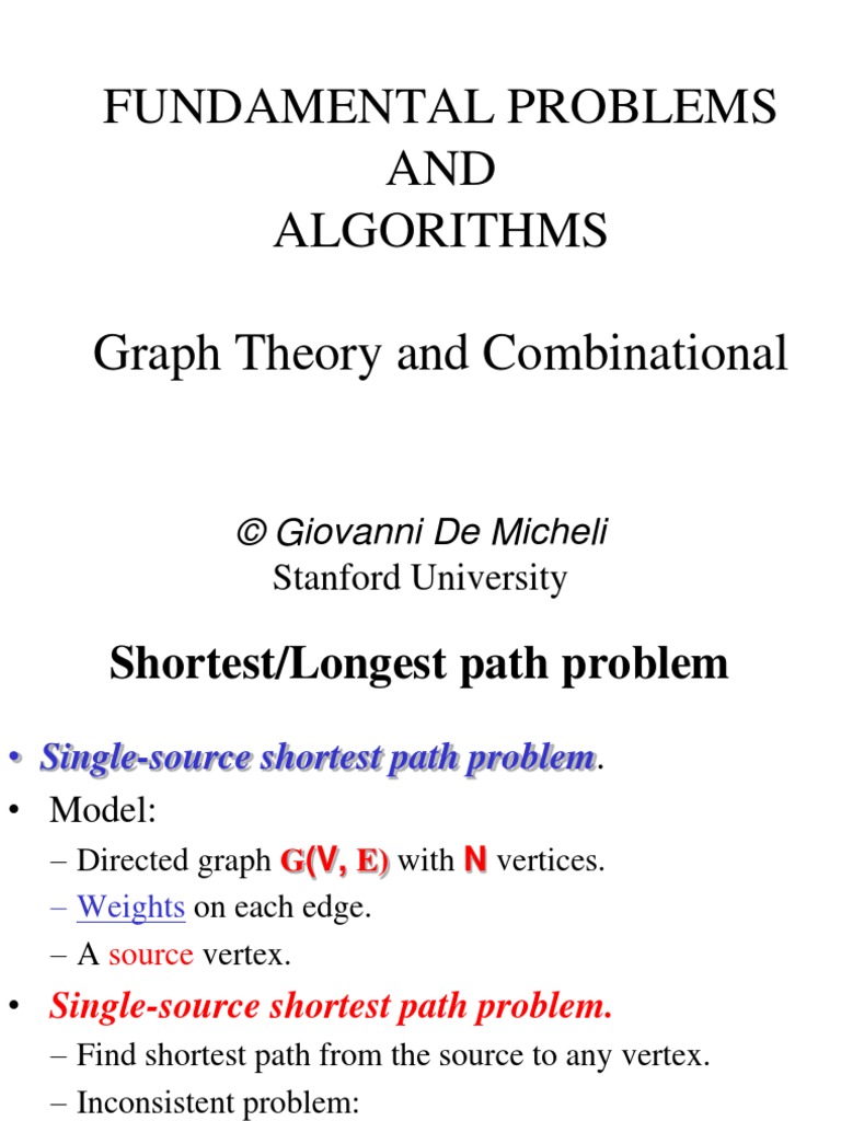 Fundamental Problems AND Algorithms Graph Theory and Combinational ...