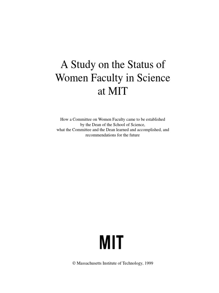 A Study On The Status of Women Faculty in Science at MIT | PDF ...
