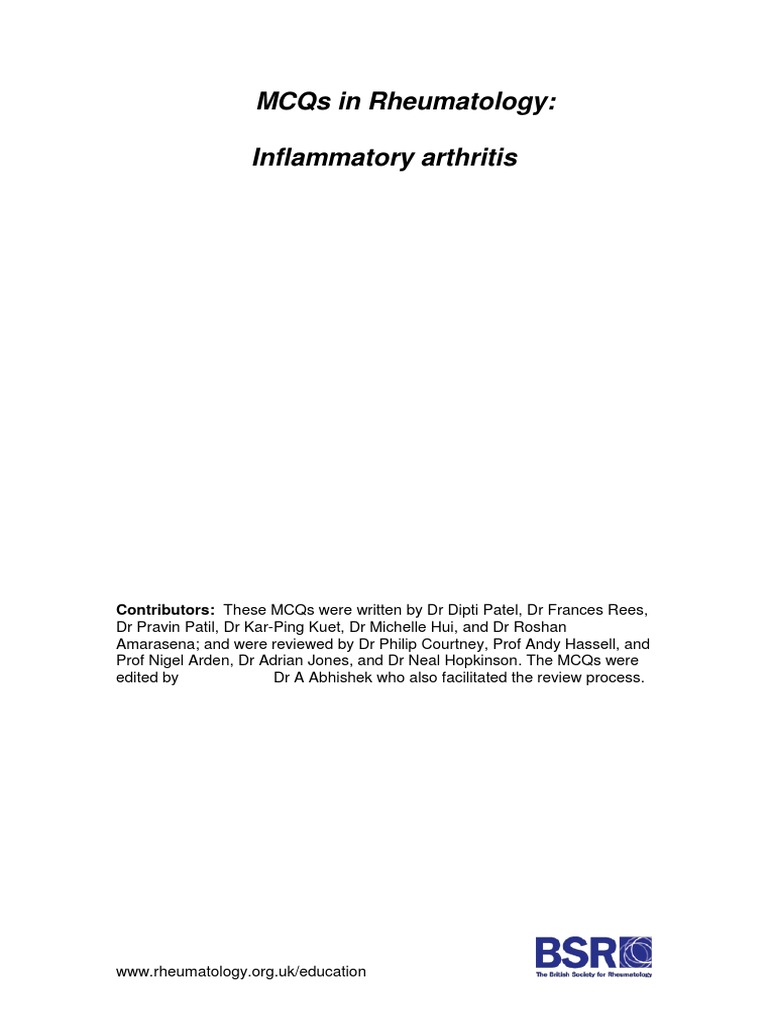 Mcqs in Rheumatology Inflammatory Arthritis Ms Word | PDF | Psoriasis ...
