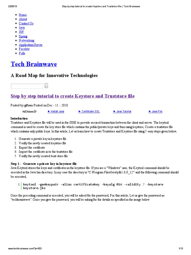 Step by Step Tutorial To Create Keystore and Truststore File - Tech ...