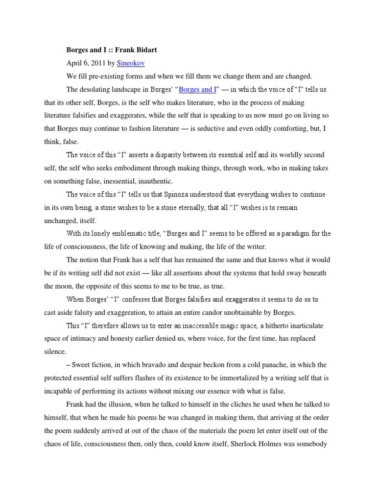 Borges and I:: Frank Bidart: Sineokov | Download Free PDF | Science ...
