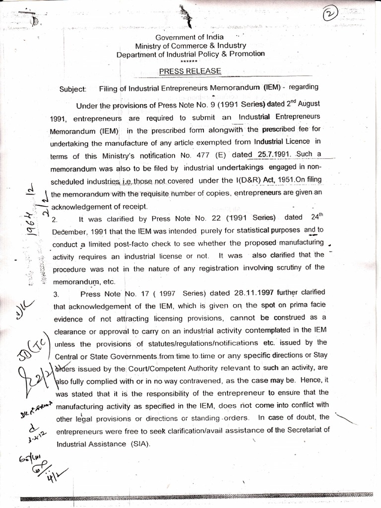 Press Note No.17 (1997 Series) - 28.11.1997 | PDF | Public Law | Common Law
