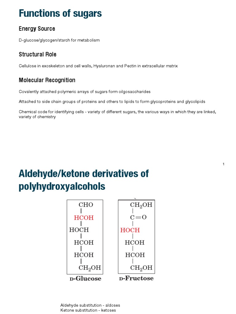 Structures, Functions, and Derivatives of Simple Sugars | PDF ...