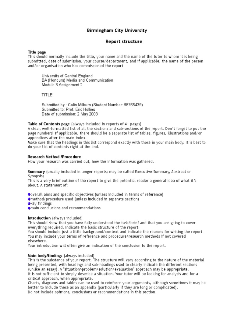 Birmingham City University Report Structure | PDF | Typefaces | Thesis