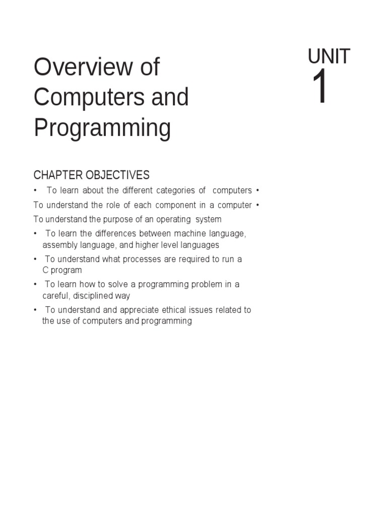 Unit - 1 (Problem Solving and Program Desing in C UNIT - 1 | PDF ...