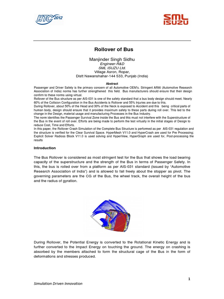 Rollover Simulation of Bus Structure | PDF | Bending | Bus