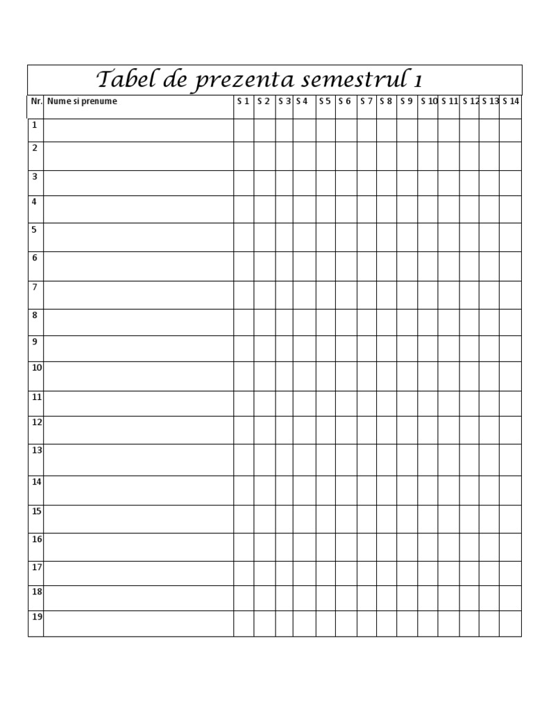 Tabel de Prezenta Model | PDF