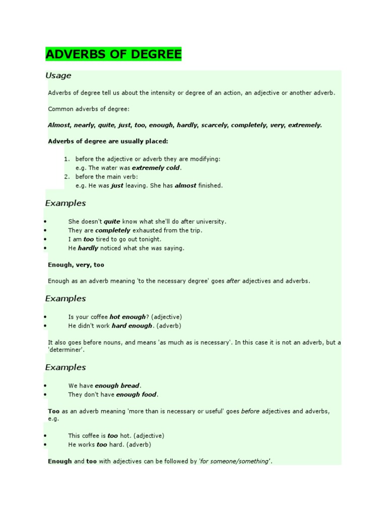 Adverbs of Degree | PDF | Adverb | Adjective