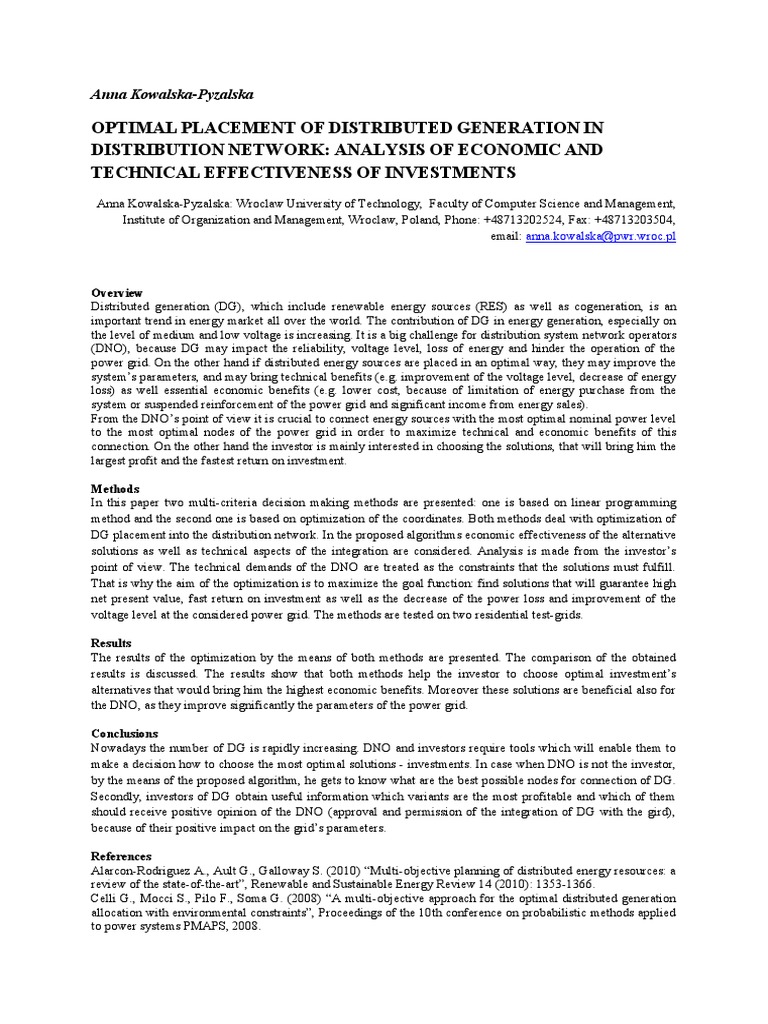 Kowalska PyzalskaAbstract | PDF | Distributed Generation | Mathematical Optimization