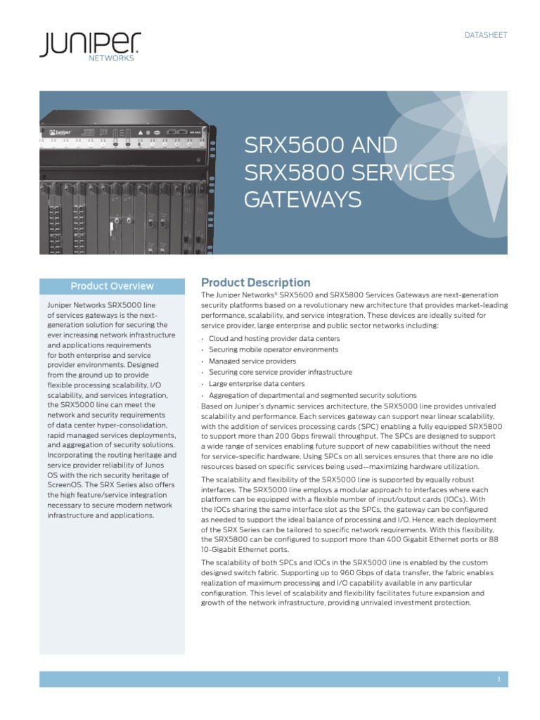 SRX5600 AND Srx5800 Services Gateways: Product Description | PDF ...