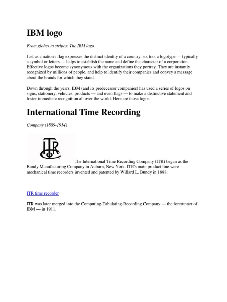 From Globes To Stripes: The IBM Logo | PDF | Ibm | Computing And ...