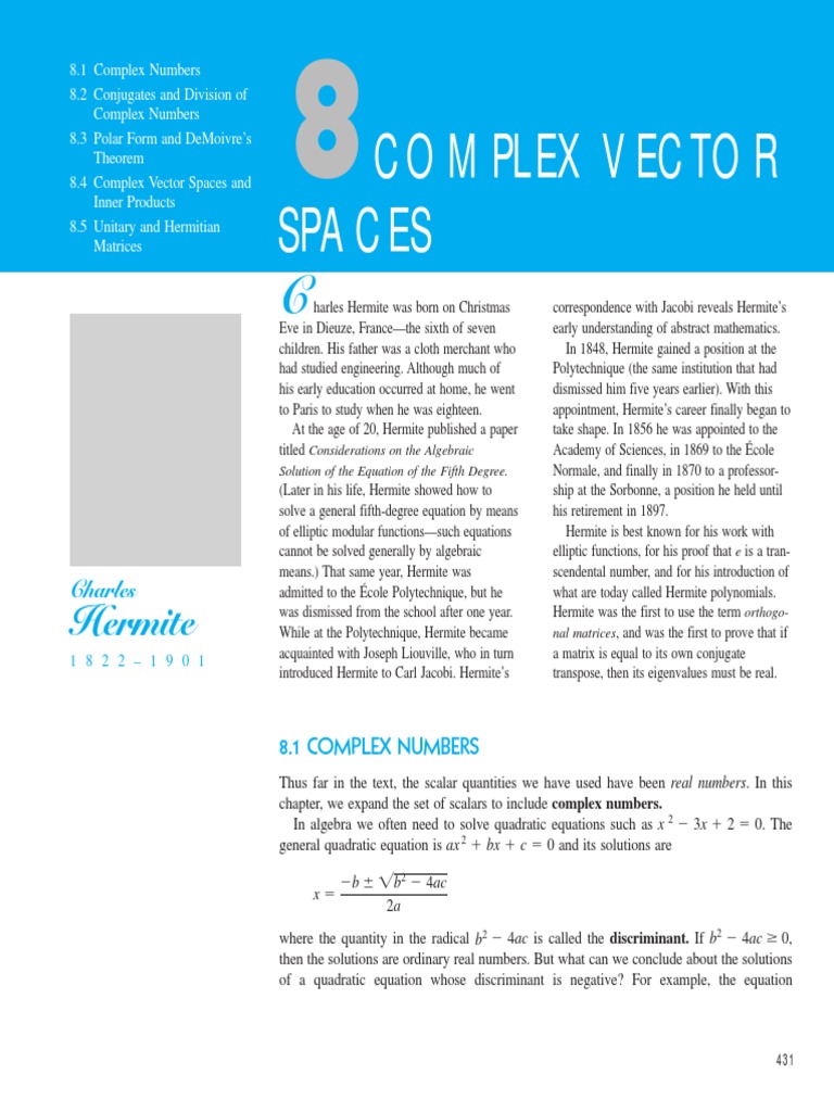Complex Vector Spaces: Hermite | PDF