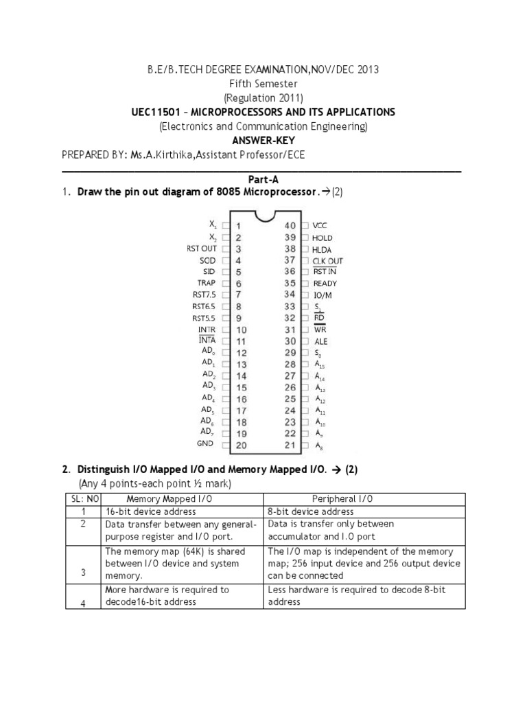 8085 Microprocessor Exam Answer Key | PDF | Instruction Set | Integer ...