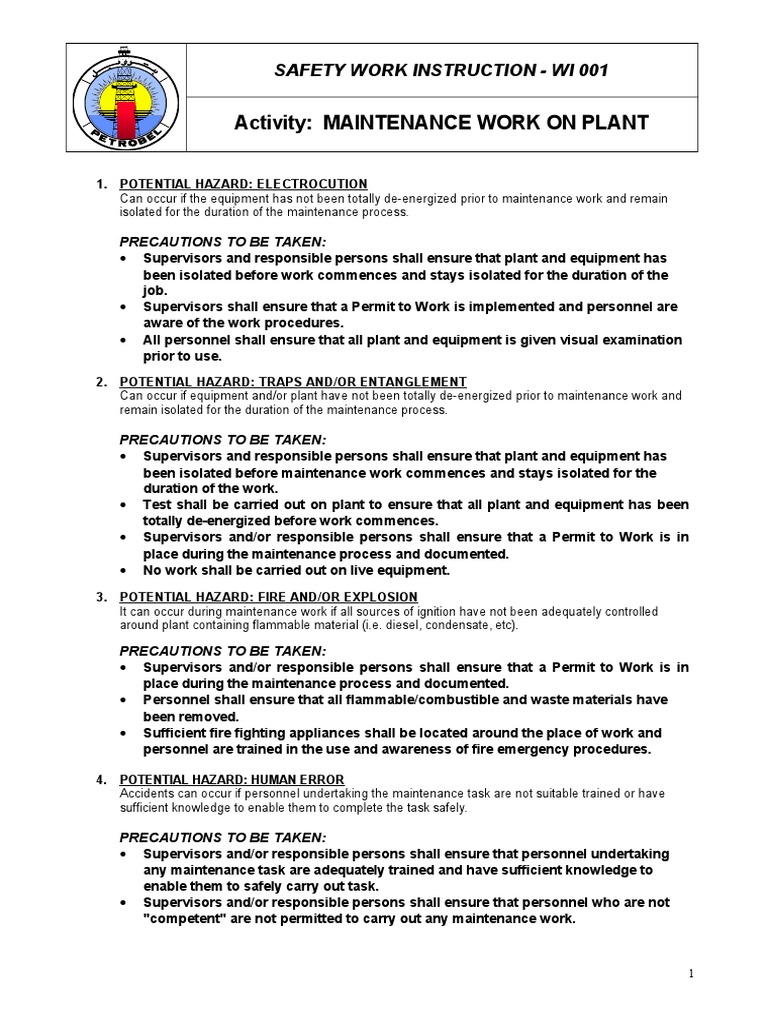 Plant Maintenance Safety Guide | PDF | Prevention | Safety