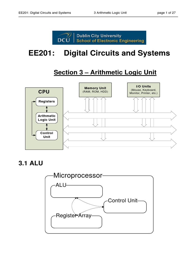 EE201: Digital Circuits and Systems: Section 3 - Arithmetic Logic Unit | PDF | Division ...