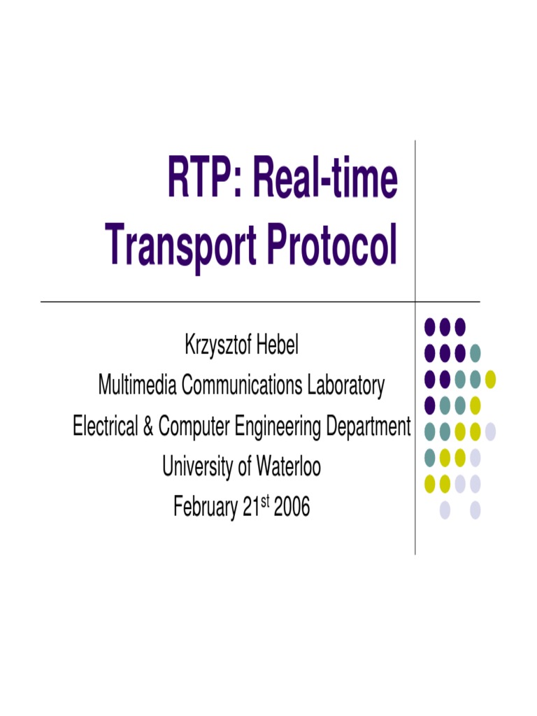 RTP: Real-Time Transport Protocol | PDF