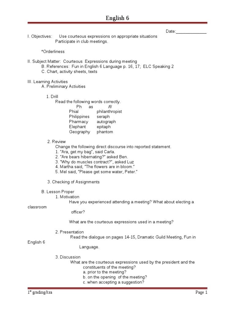 Courteous Expressions in Meetings | PDF