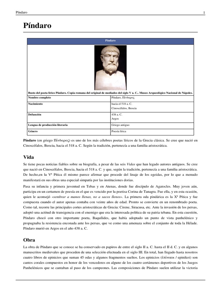 Píndaro | PDF | Antigua Grecia | Poesía