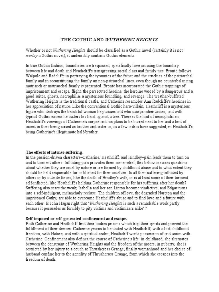 Gothic Elements in Wuthering Heights | PDF | Wuthering Heights ...