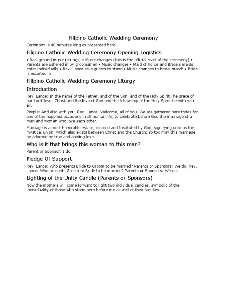Filipino Catholic Wedding Ceremony | PDF | Wedding | Eucharist
