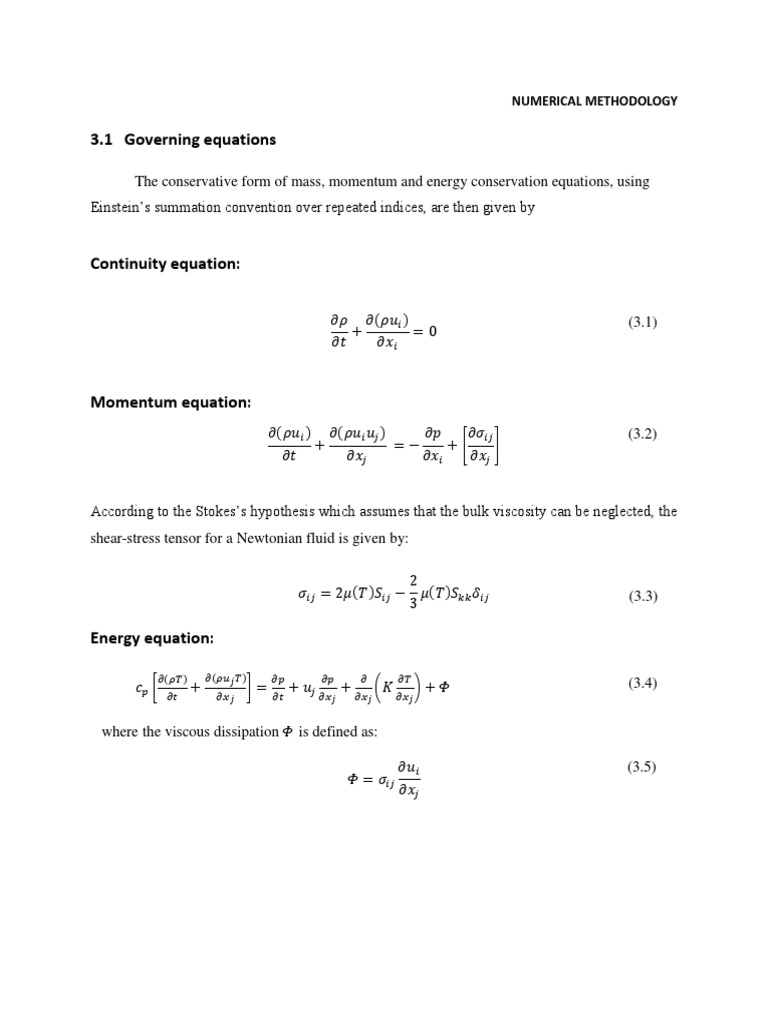 3.1 Governing Equations: Numerical Methodology | PDF | Turbulence ...