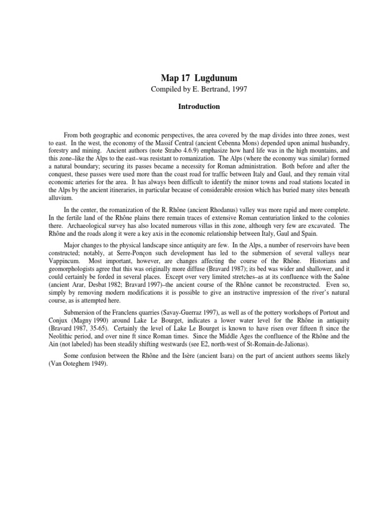 Map 17 Lugdunum: Compiled by E. Bertrand, 1997 | PDF | Lyon | Culture ...