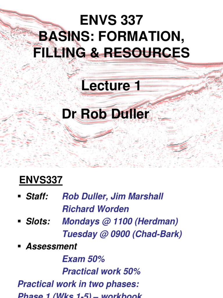 ENVS 337 Basins: Formation, Filling & Resources DR Rob Duller ...
