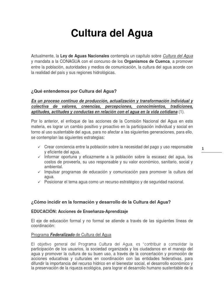 Cultura Del Agua | PDF | Agua | Sociedad