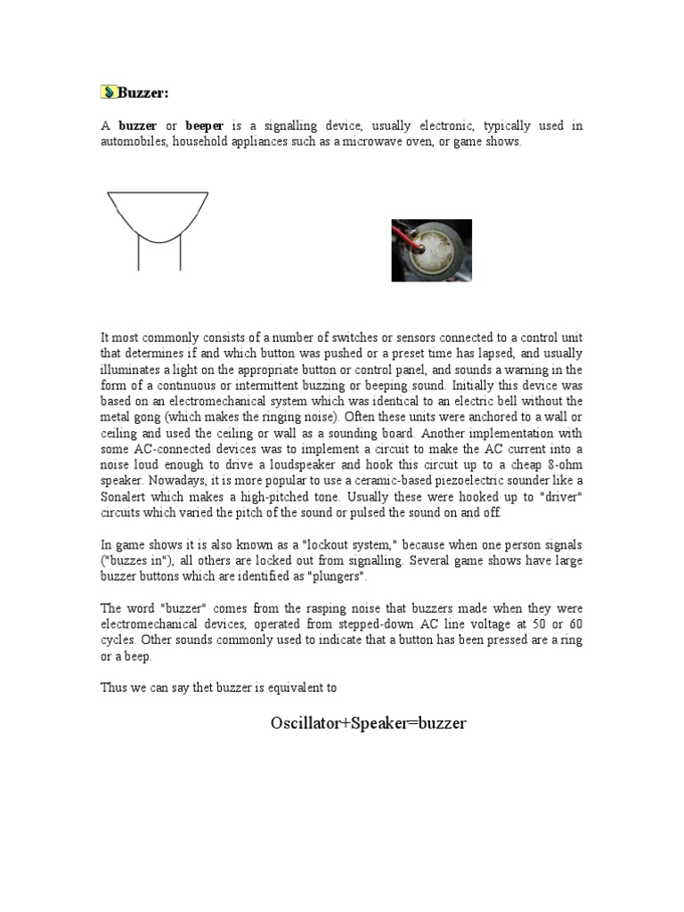 Buzzer | PDF | Home & Garden | Science & Mathematics
