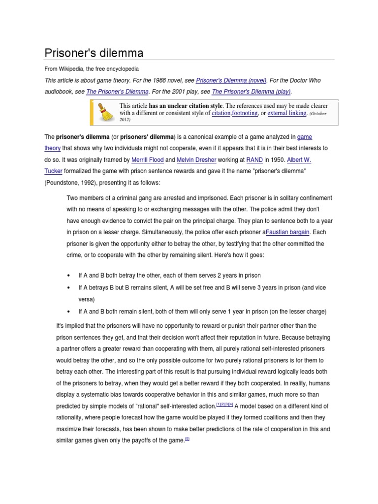 The Prisoner's Dilemma: An Analysis of a Classic Game Theory Example ...