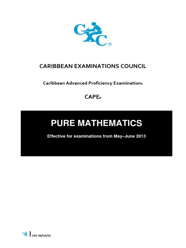 CAPE Pure Mathematics Syllabus | PDF | Derivative | Trigonometric Functions